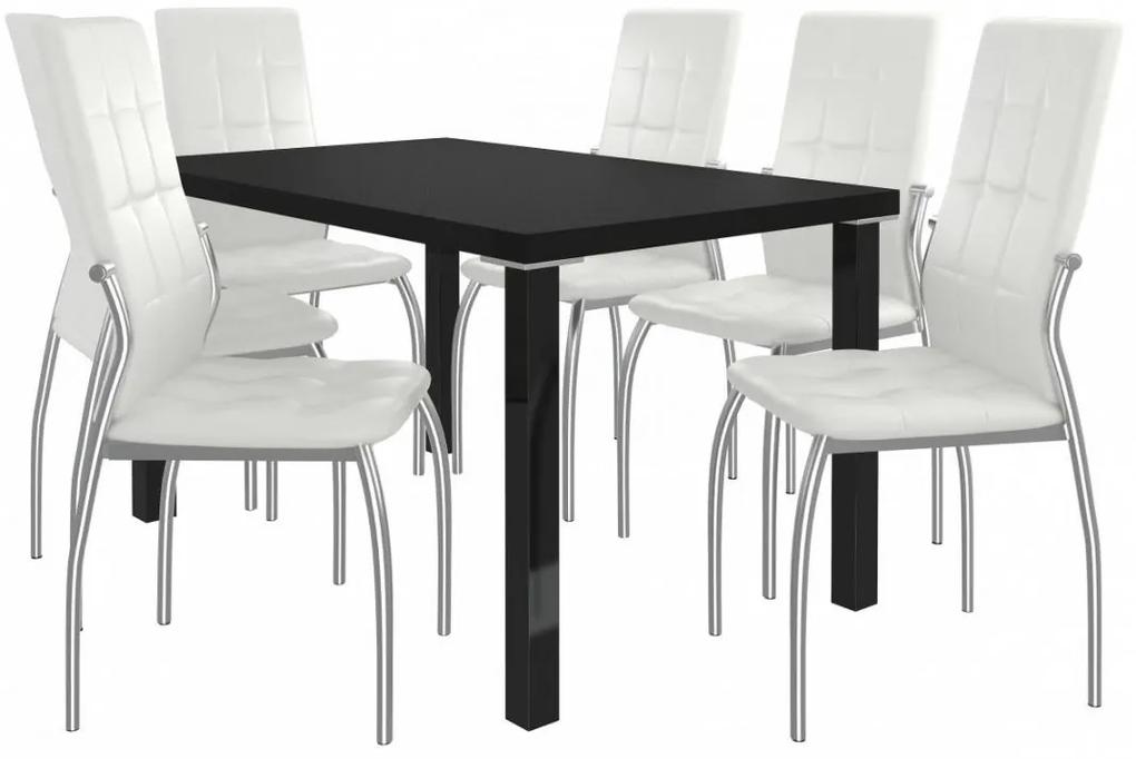 Jídelní set Loreno 1+6 židlí - černá/bílá