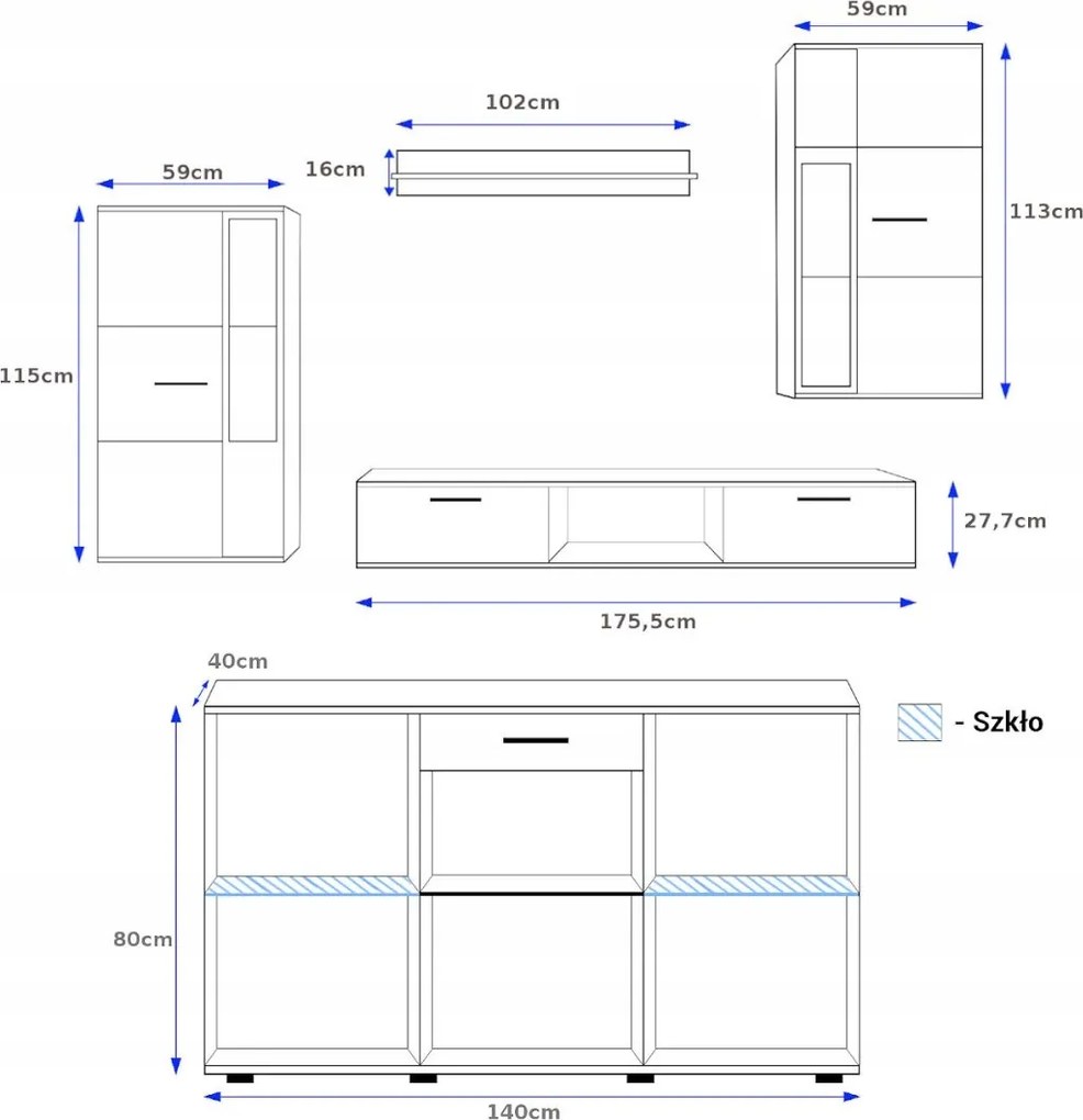 Nábytková Stěna s komodou Salsa lefkas