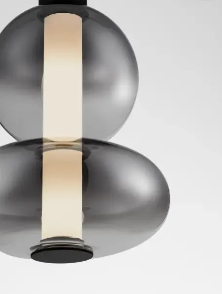 LED stmívatelný černo-šedý moderní lustr Bally