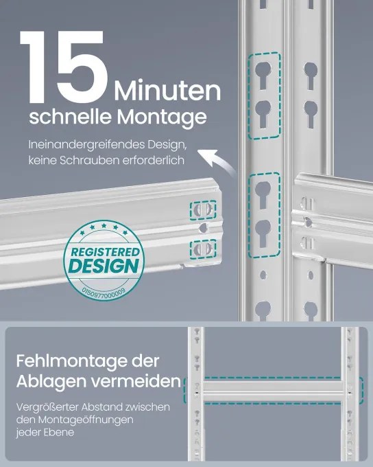 Set dvou regálů SONGMICS 30x75x150 cm GLR451E01 stříbrný