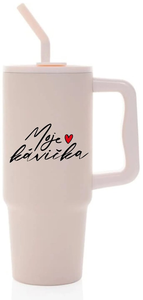 MOJE KÁVIČKA - růžový cestovní termohrnek 900 ml