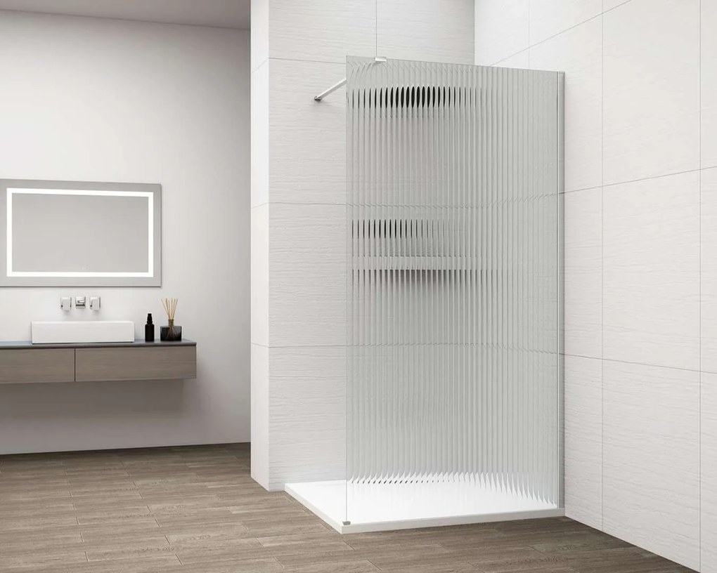 Polysan Esca - Sprchová stěna Walk-In 90x210 cm, leštěný hliník/sklo Flute ES1390-01