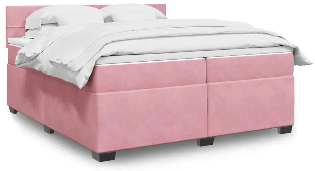 Box spring postel s matrací růžová 200x200 cm samet 3288707