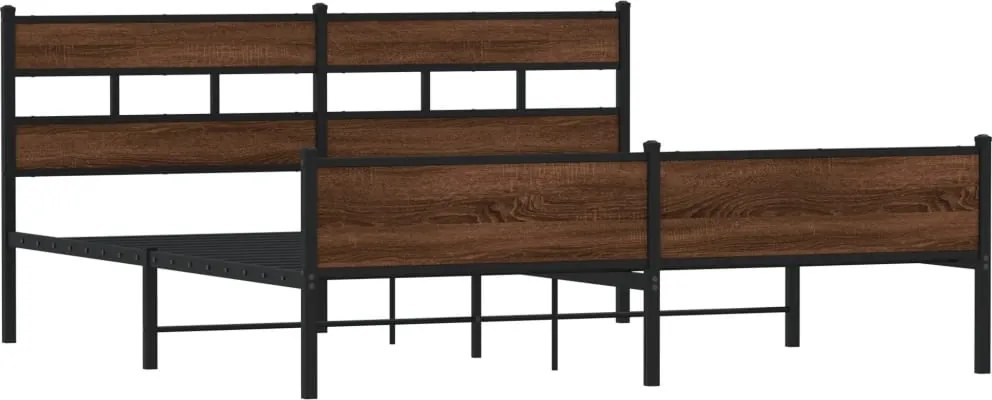 Kovový rám postele bez matrace hnědý dub 200 x 200 cm 3308520