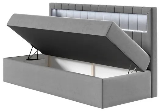 Kontinentální jednolůžková postel Junior Ribezo 2, Rozměr postele: 100x200, Barva:: ekokoža Soft 017 (biała) + Fresh 08