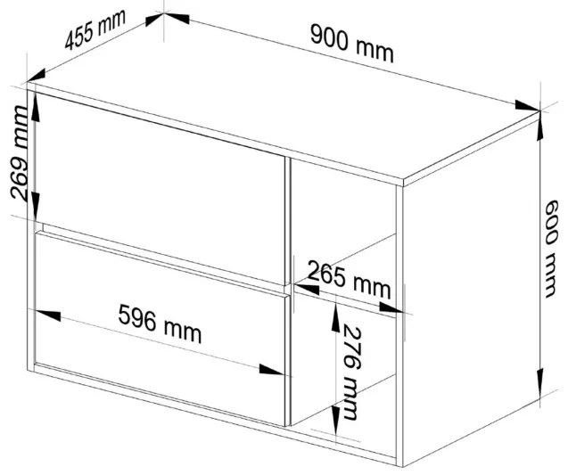 Skříňka pod umyvadlo VAMI W90 2SZ šedá / dub craft