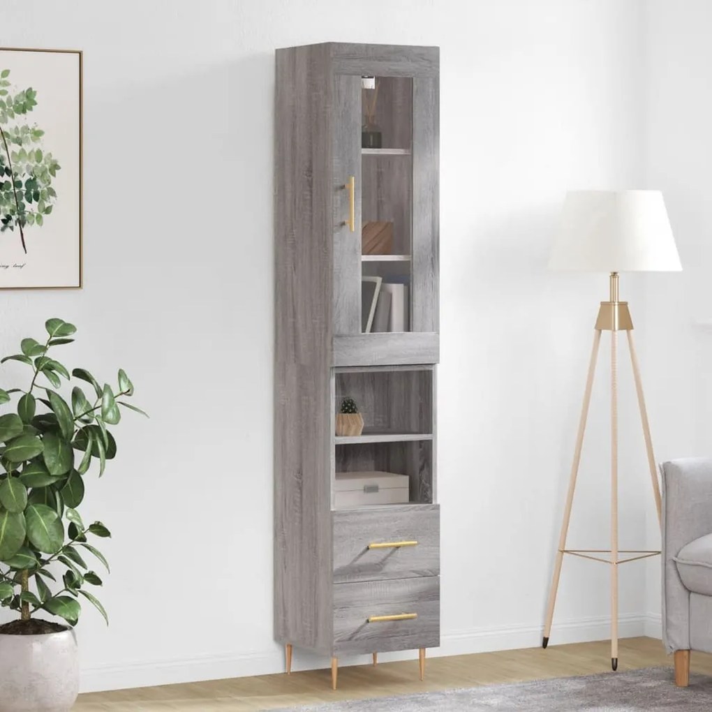 Skříň highboard šedá sonoma 34,5 x 34 x 180 cm kompozitní dřevo