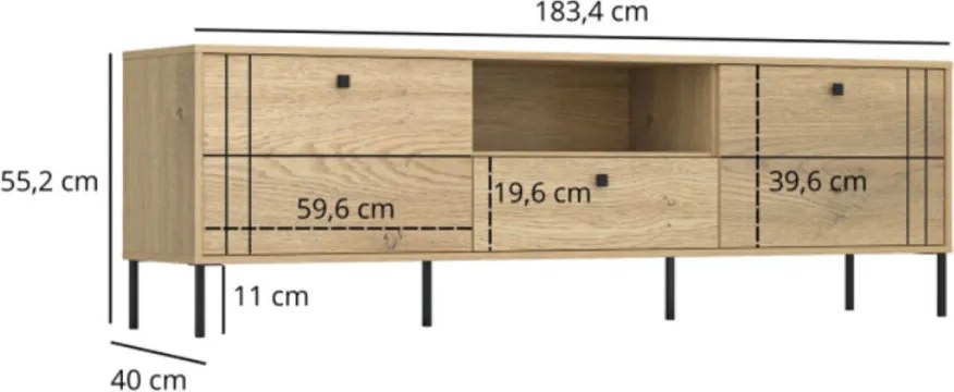 TV stolek 2d1z/180 [03] dub cremona Cross Line