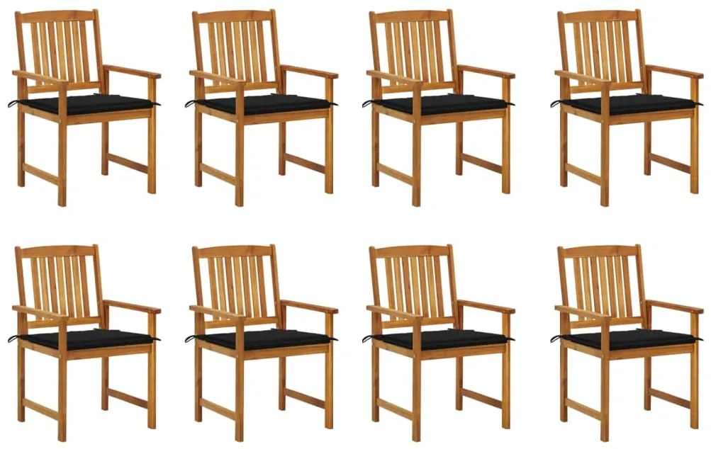 3078173 vidaXL Zahradní židle s poduškami 8 ks masivní akáciové dřevo