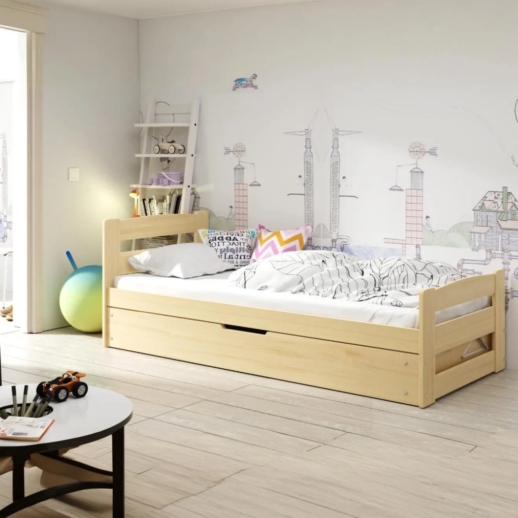 SMB Postel s úložným prostorem ERIK, 90x200 cm Dekor: Bílá