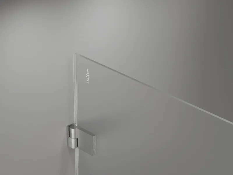 Mexen Lunar-B L výklopný sprchový kout pravý 100 x 100 cm, čiré sklo, broušená ocel, 832L-100-100-97-00-P