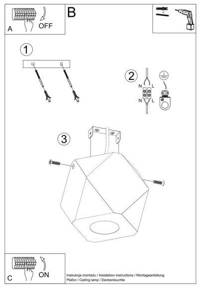 Sollux SL.1009 - Stropní svítidlo WOODY 1xGU10/40W/230V