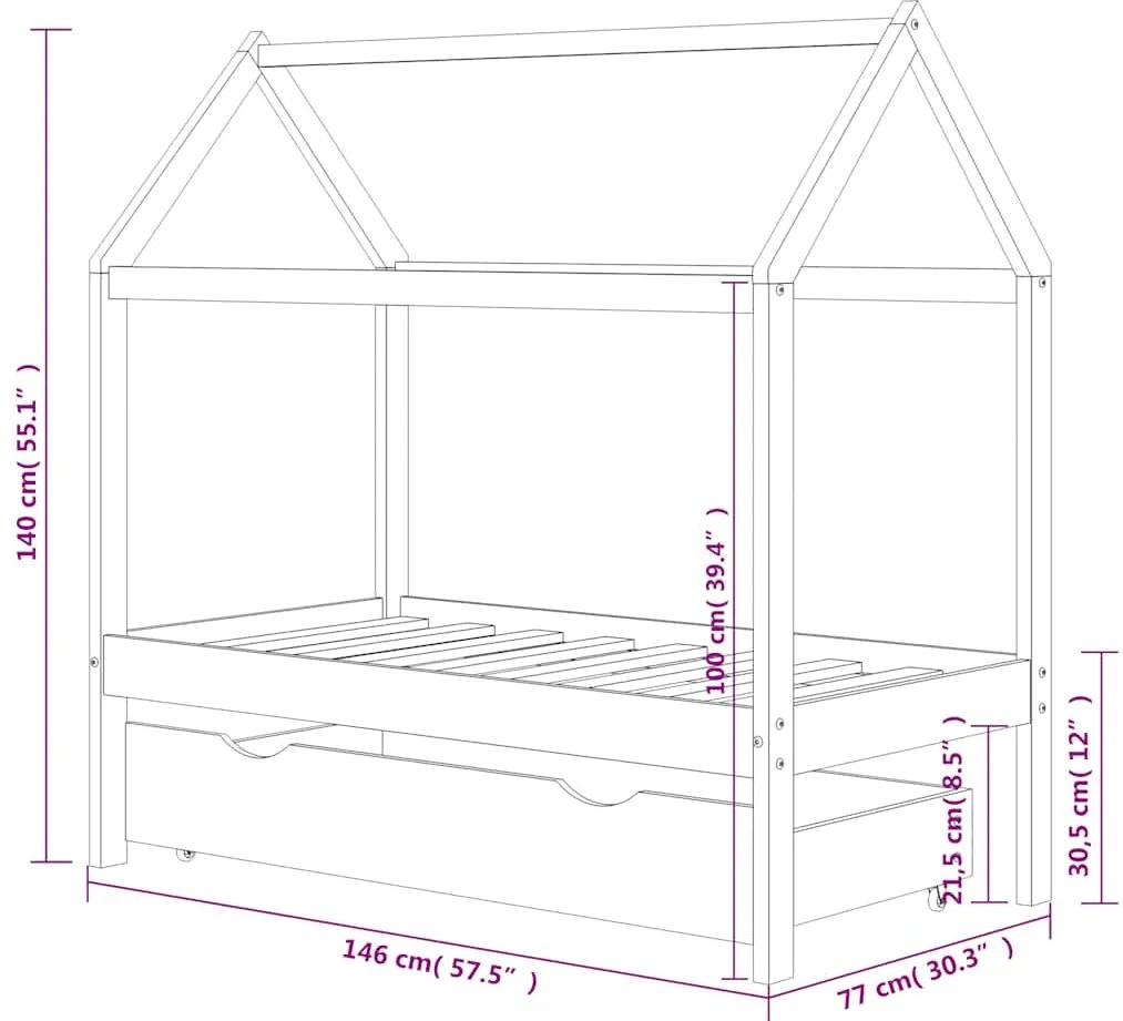vidaXL Marketos Rám dětské postele se zásuvkou masivní borovice 70 x 140 cm