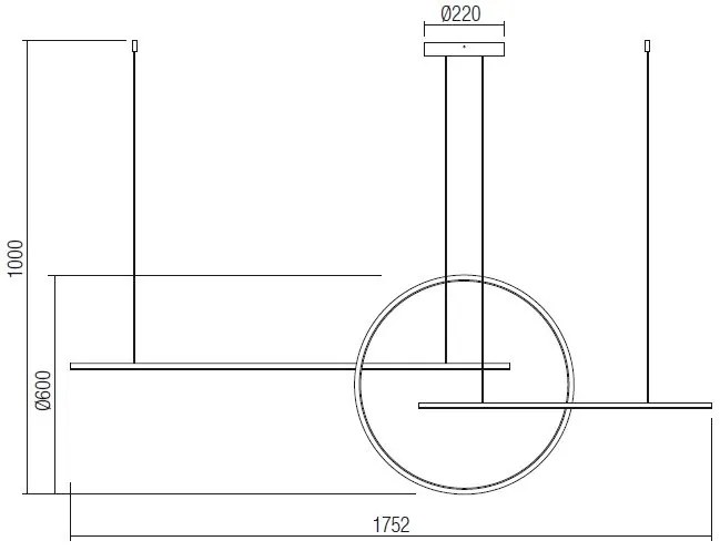 Redo group Redo Giotto, moderní závěsné svítidlo, 66W LED 3000K dimswitch, černá, délka 176cm