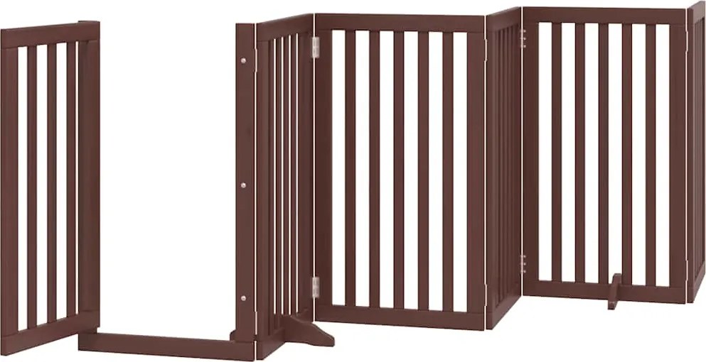 Zábrana pro psy s dvířky skládací 12 panelů hnědá 600 cm topol 3155663