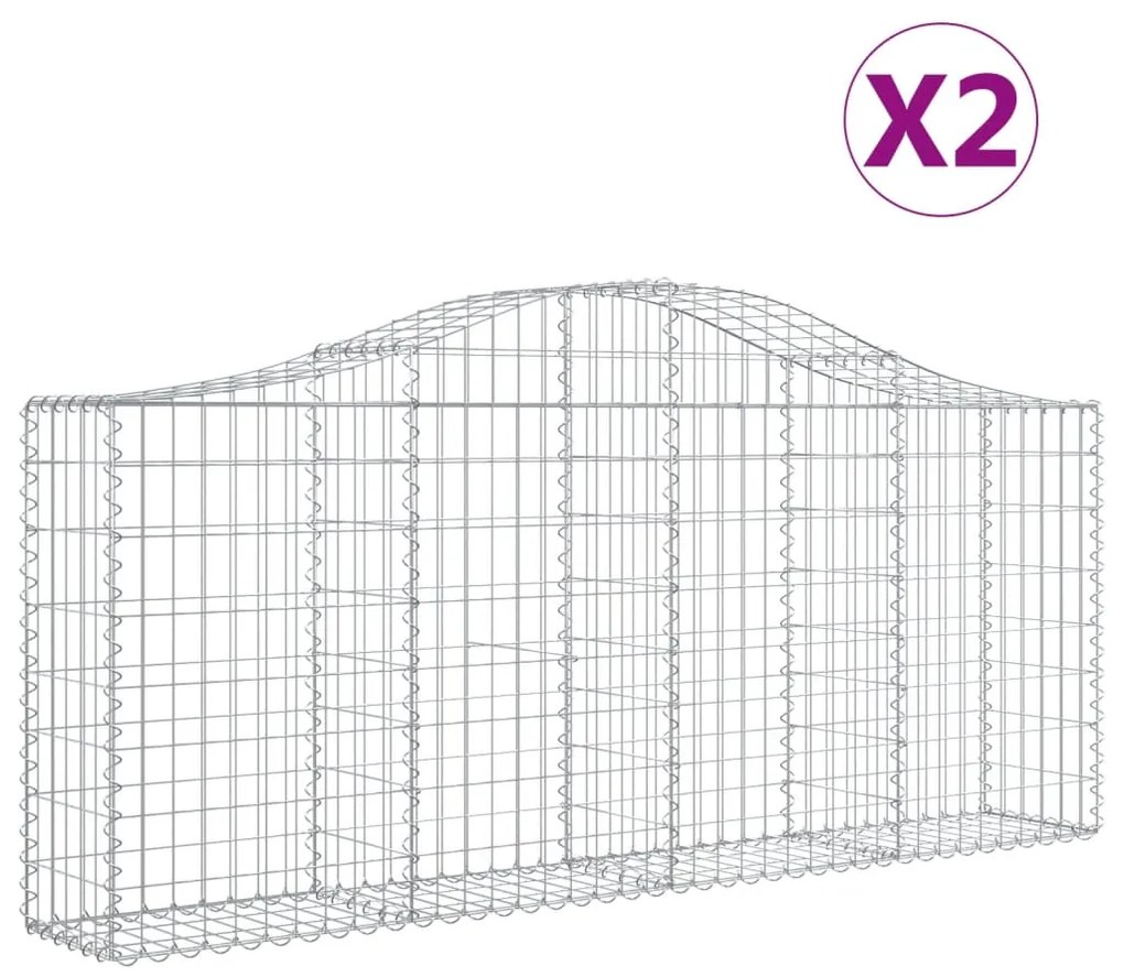 vidaXL Klenuté gabionové koše 2 ks 200x30x80/100 cm pozinkované železo