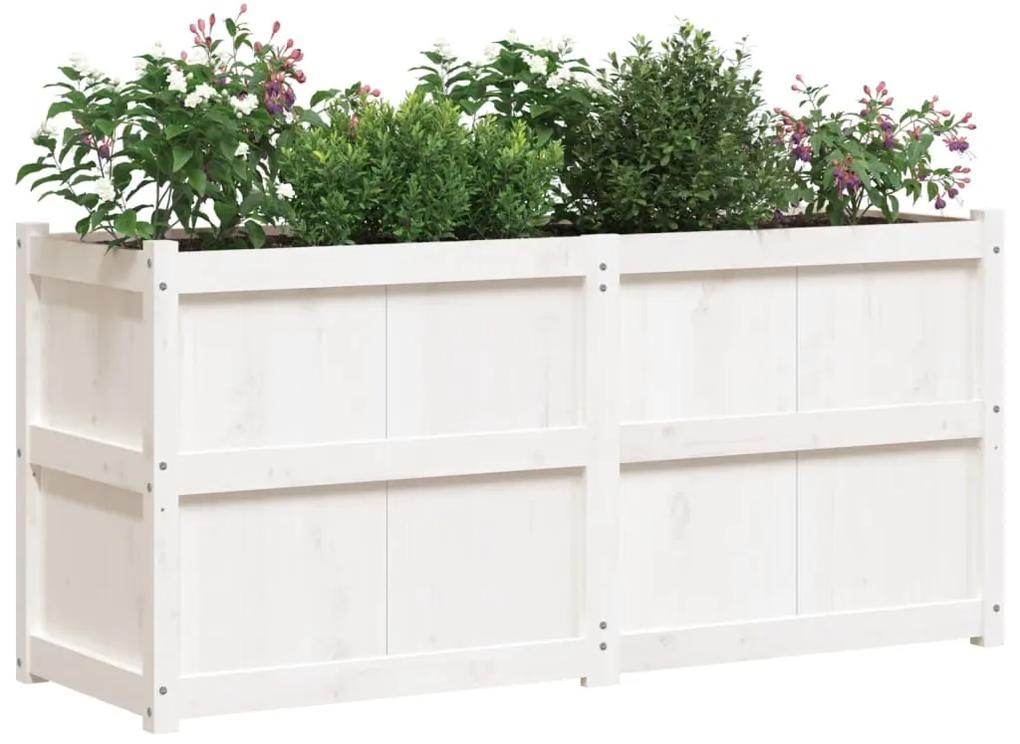 Zahradní truhlík bílý 150 x 50 x 70 cm masivní borovice,  837490