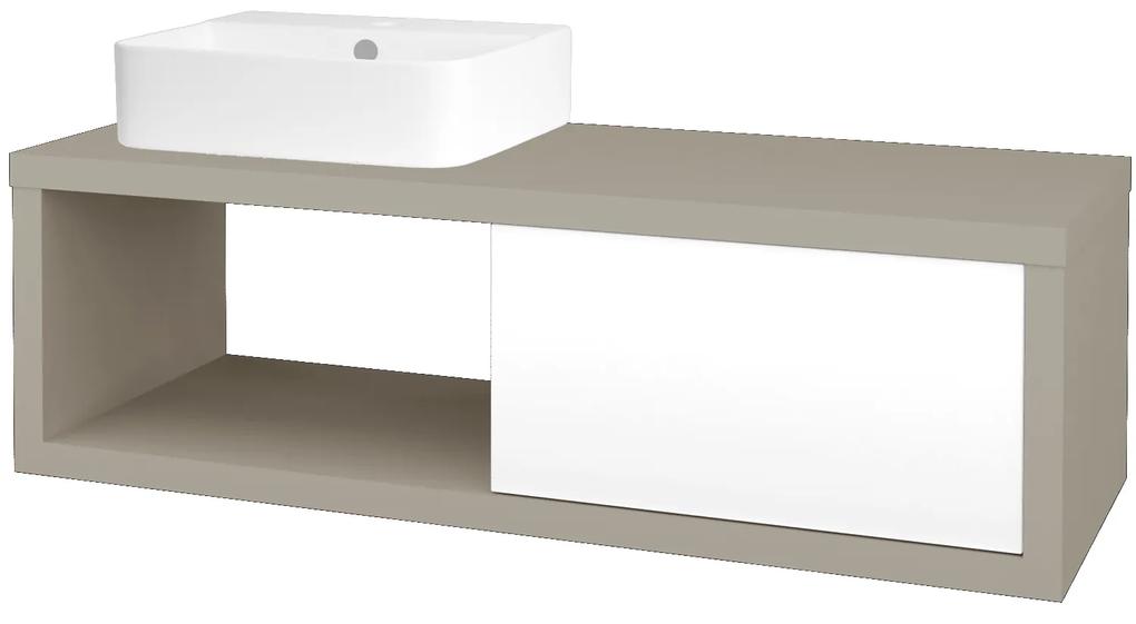 Dřevojas Koupelnová skříň STORM SZZO 120 (umyvadlo Joy 3) Varianta: D01 Beton / L01 Bílá vysoký lesk / Levé