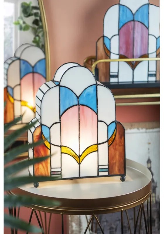 Stolní lampa Tiffany v neobvyklém tvaru Rohn – 30x4x25 cm