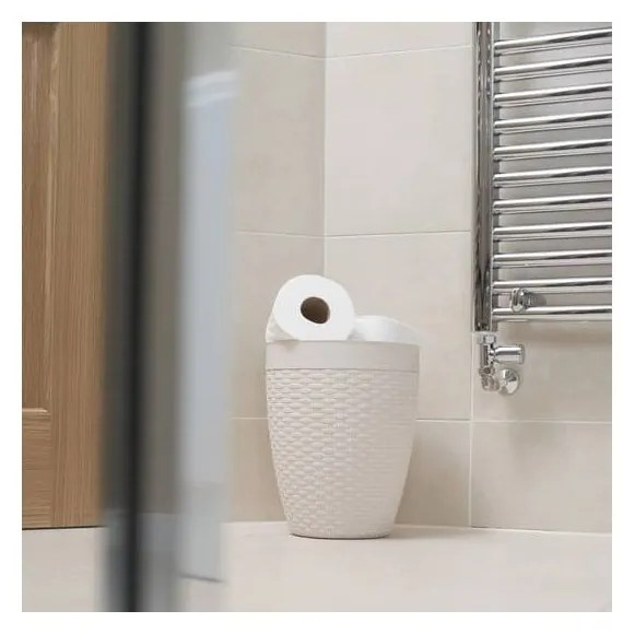 Krémový koupelnový koš Addis Rattan Bath Bin Calico, 5 l