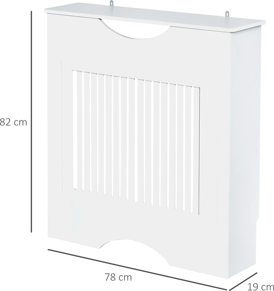HOMCOM Kryt Radiátoru 78x19x82 cm Moderní MDF Kryt Radiátoru se Skladem Zatížení 10 kg a Protipádovým Zařízením pro Obývací Pokoj Ložnici Bílý