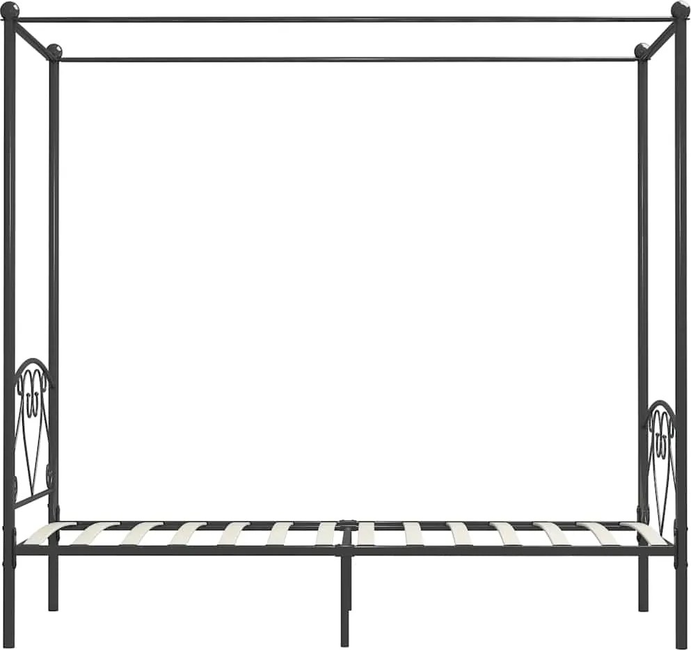 Rám postele s nebesy šedý kovový 100 x 200 cm 284441