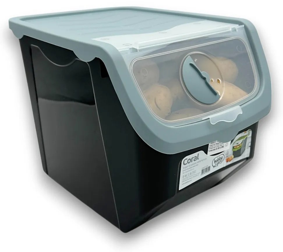 Orion Skladovací box na cibuli a brambory, černý a světle šedý (12l)