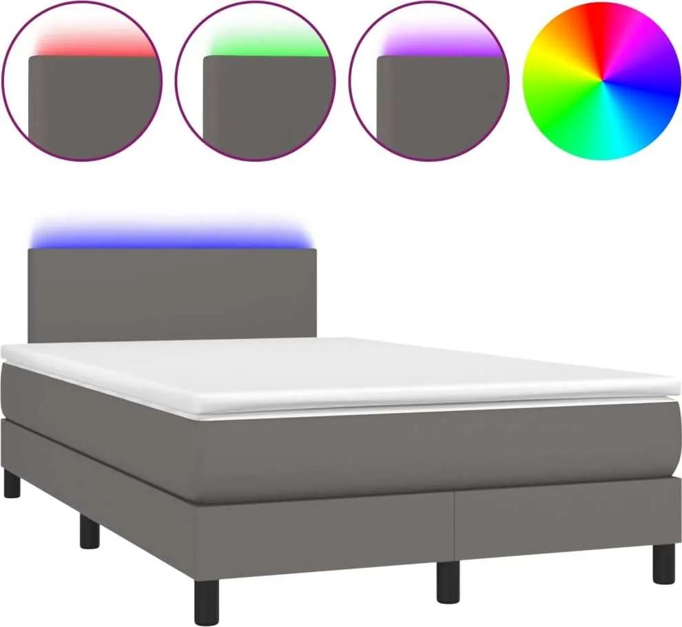 vidaXL Box spring postel s matrací a LED 120x200 cm umělá kůže [3134097] Barva: Černá