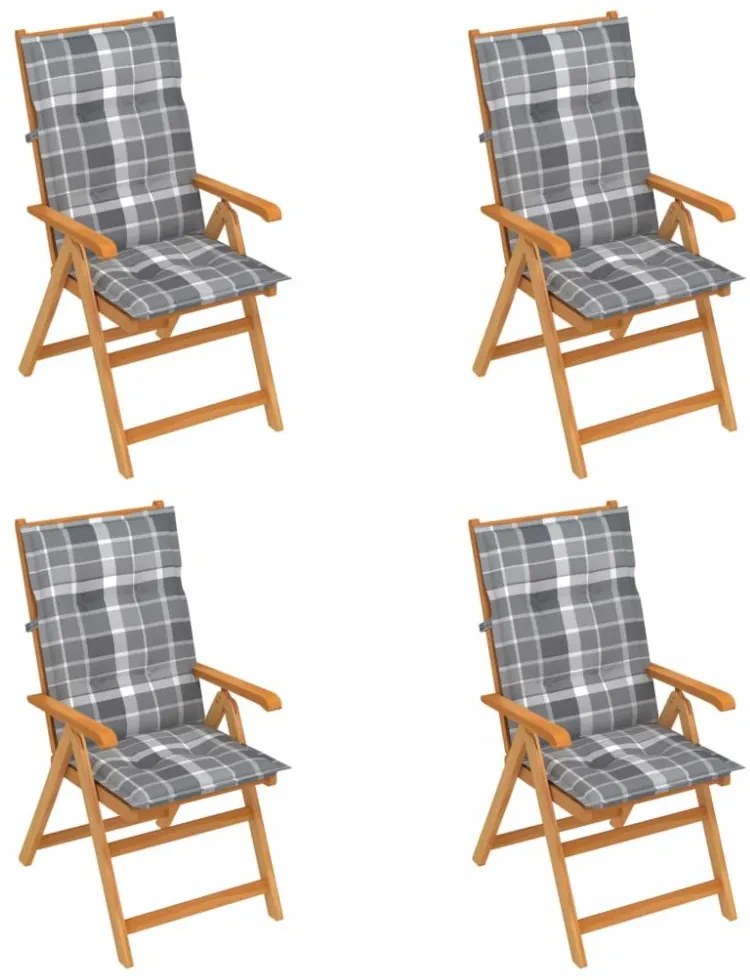 Skládací zahradní židle 4 ks s poduškami Dekorhome Černá