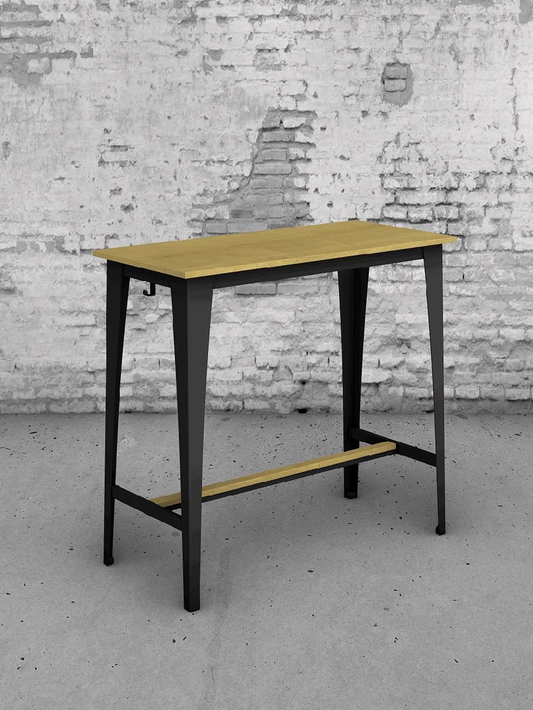 Barový stůl černý A30, masiv dub přírodní, 110 x 51 cm