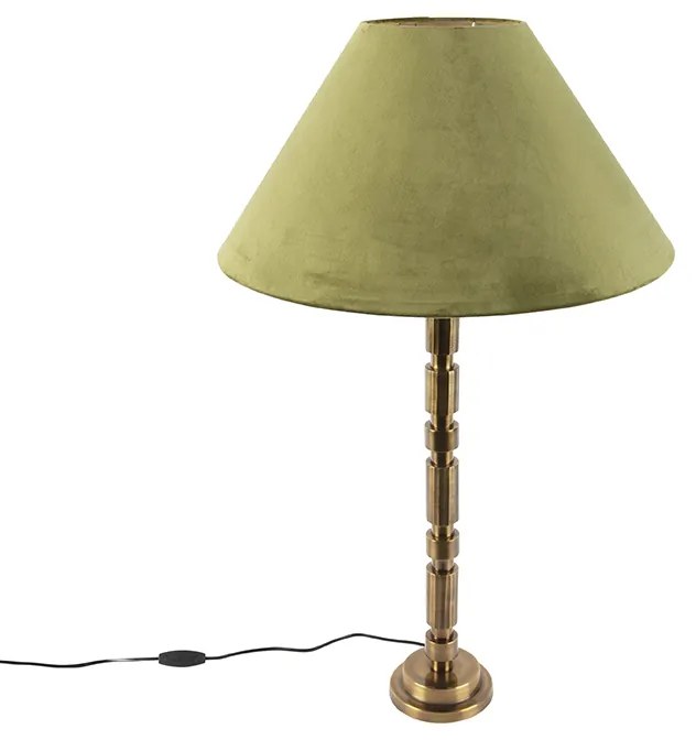 Stolní lampa ve stylu art deco s velurovým odstínem zelené 50 cm - Torre