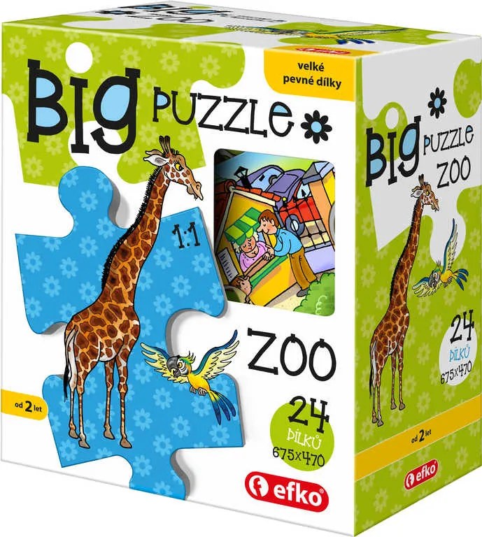 EFKO Baby Puzzle BIG V ZOO velké dílky skládačka set 24 dílků 68x47cm v krabici ef54615