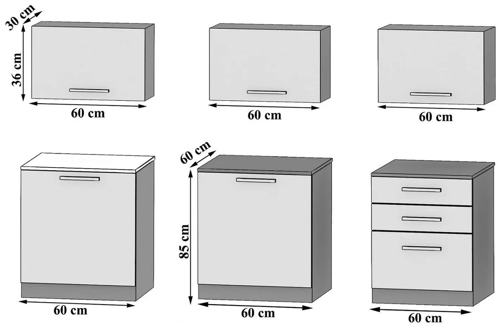 Kuchyňská linka Belini 180 cm dub sonoma s pracovní deskou Laurentino2 TOR LAURENTINO2/3/WT/DS/0/B1