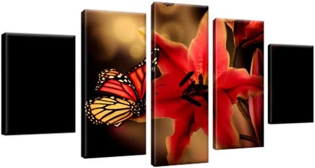 Tištěný obraz Motýli a lilie 150x70cm 1264A_5B