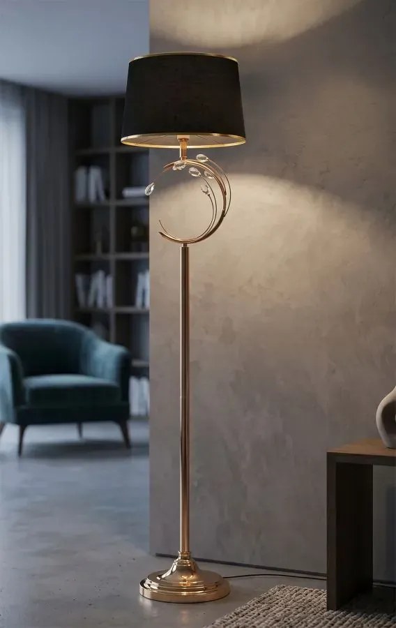 Stojací lampa Bruxelles 160 cm černá/zlatá