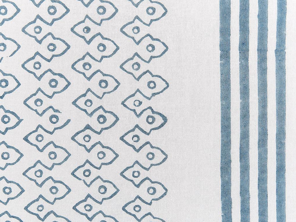 Bavlněný polštář geometrický vzor se střapci bílý/ modrý TILIA Beliani