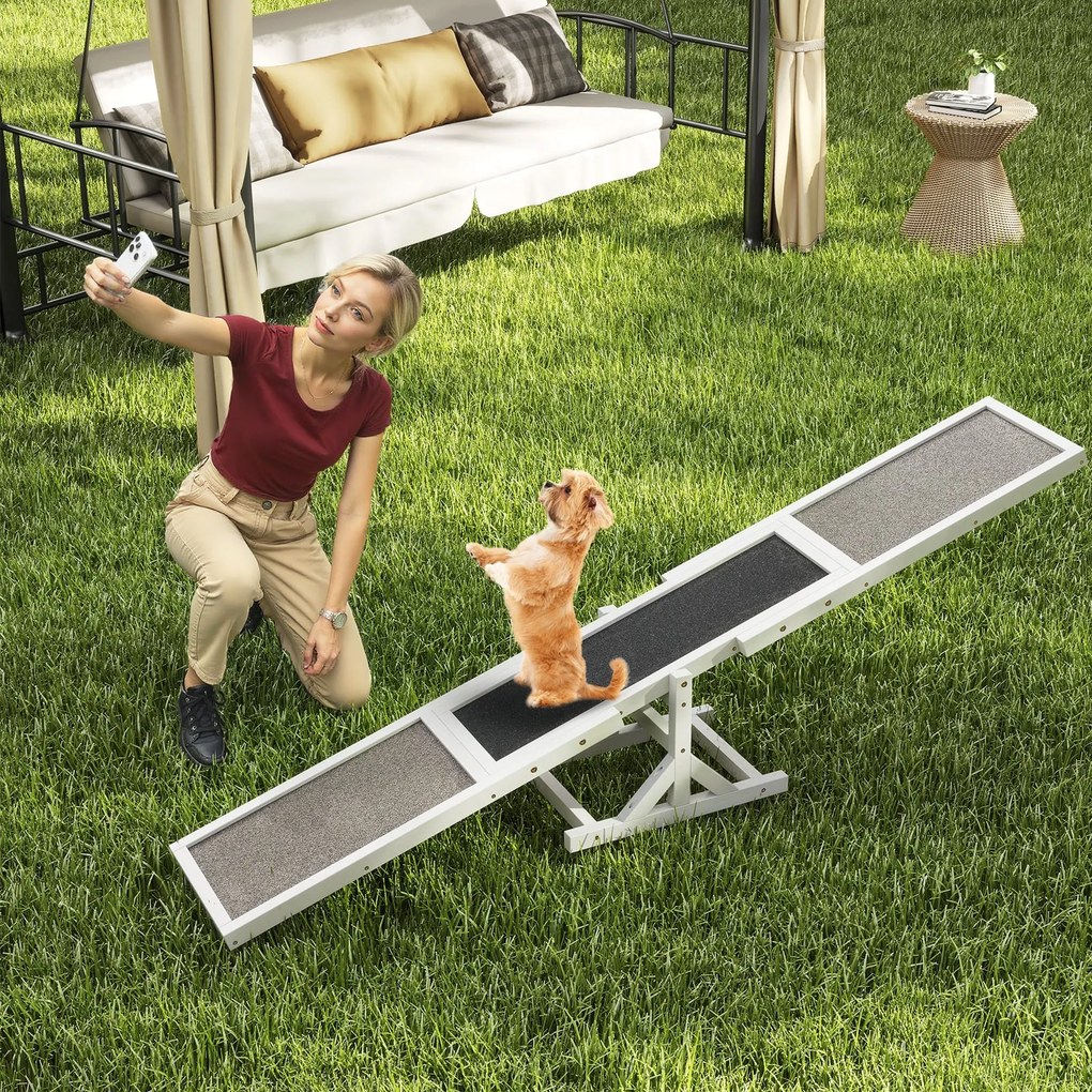 Costway Dřevěný pes Agility Houpačka Set pro cvičení a hraní pro psy Venkovní