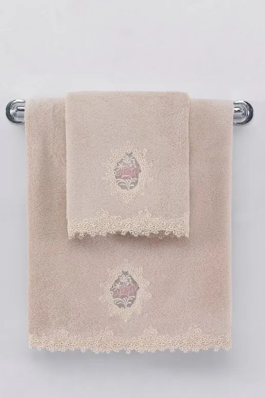 Osuška DESTAN s krajkou 85x150cm - Starorůžová, Soft Cotton