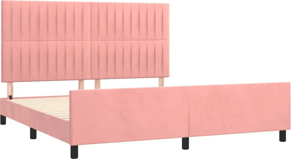 Rám postele s čelem růžový 180x200 cm samet 3125896