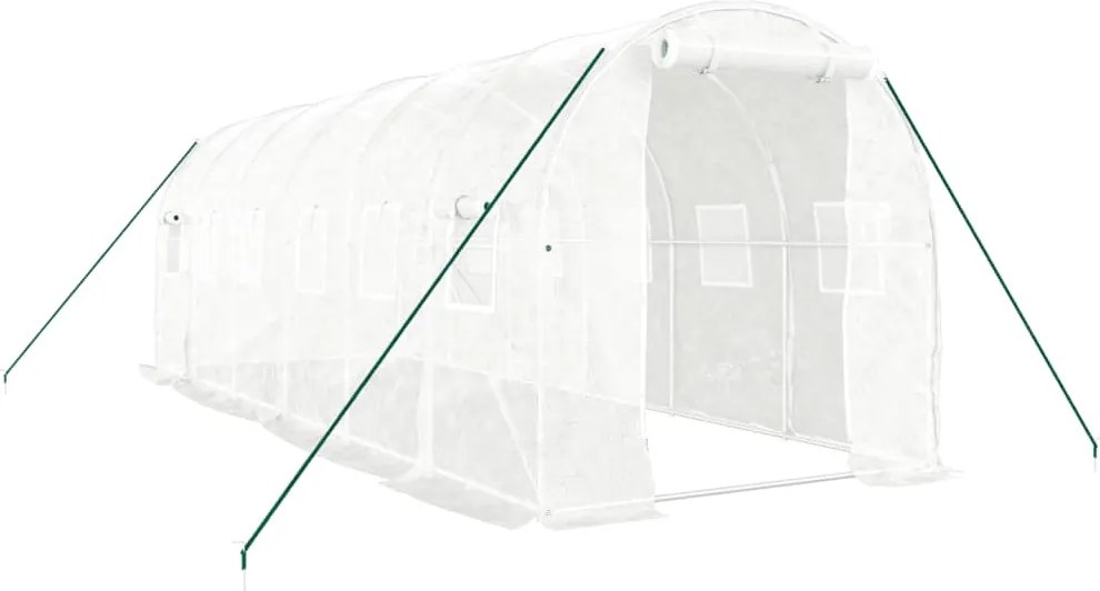 Skleník s ocelovým rámem bílý 12 m² 6 x 2 x 2 m 3188029