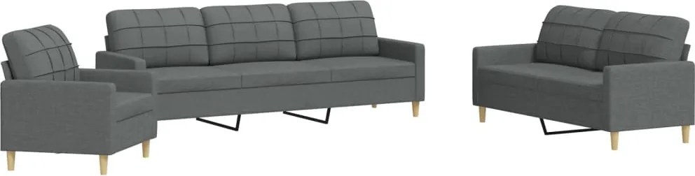 3dílná sedací souprava tmavě šedá textil 3278288