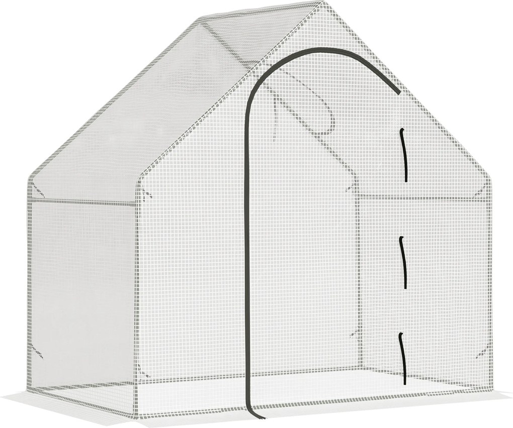 Skleník Outsunny, 180 x 100 x 168 cm, fóliový skleník s rolovacími dveřmi, skleník, rajčatový domek s horním oknem, PE fólie, zimní skleník pro zahra…