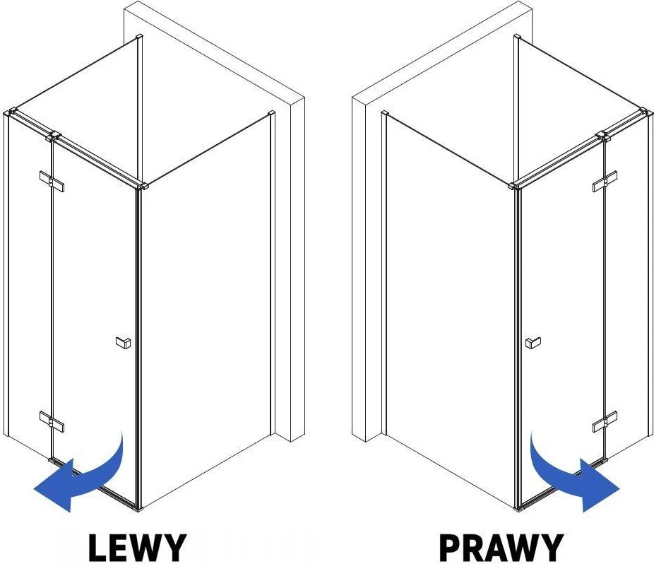 3-stěnný čtvercový sprchový kout REA ATLAS PRAVÝ 90/dveře x 90/zástěna cm, chrom/transparent - bez vaničky