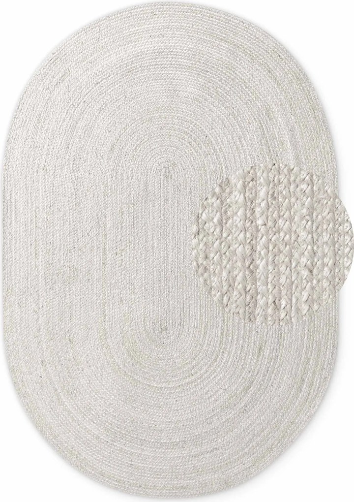 Kusový koberec Jute Braided 106321 White ovál, 160x230 ovál, biela, chodba / predsieň, Hanse Home