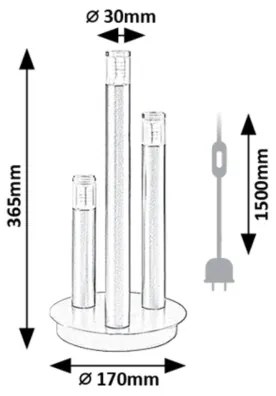 Rabalux 74365 - Stolní lampa RAMIRA 3xG9/5W/230V černá