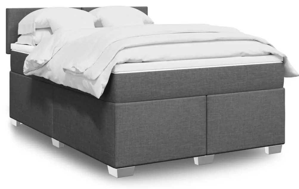 Box spring postel s matrací tmavě šedá 160x200 cm textil 3288233