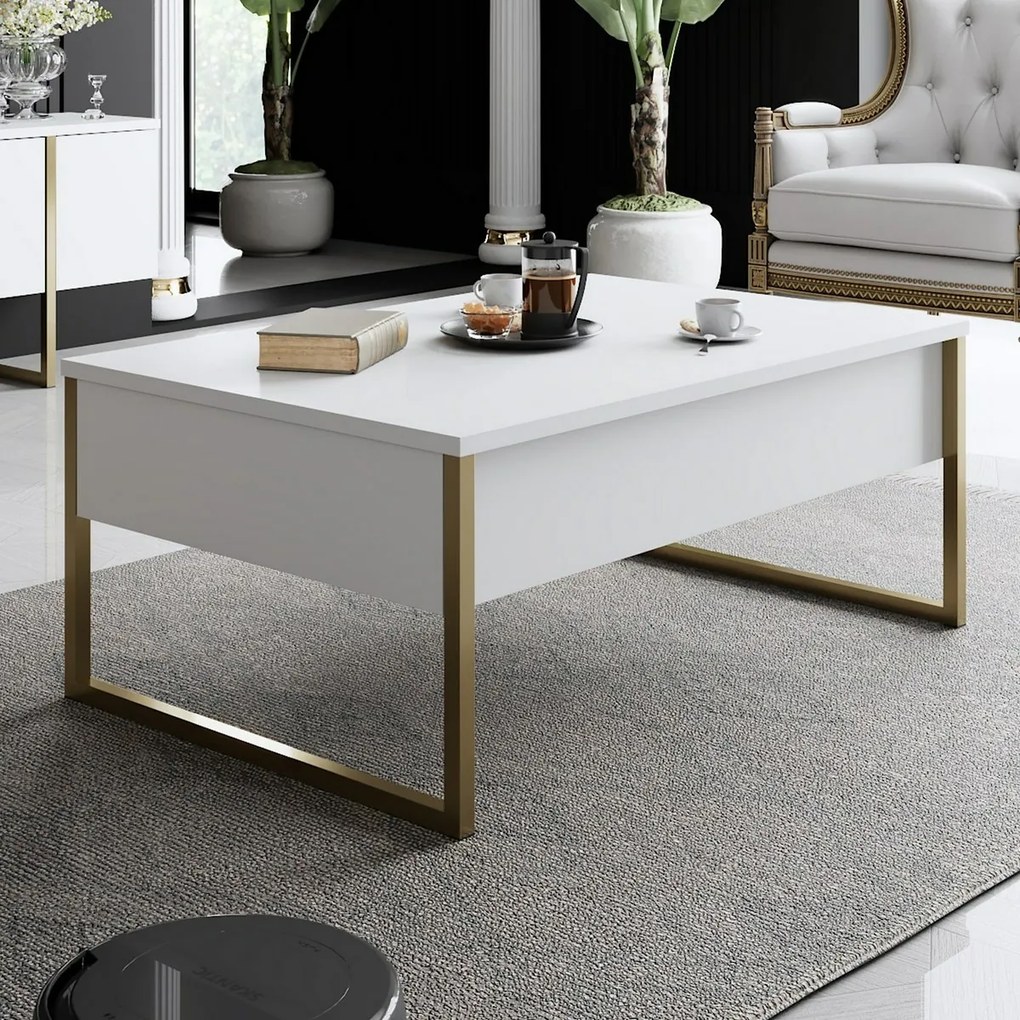 Konferenční stolek Luxe White and Gold