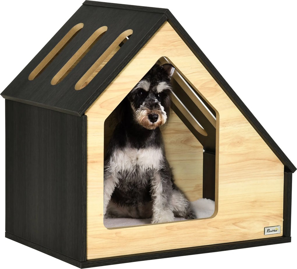 Pawhut Vnitřní Psí Jeskyně s Polštářem - Psí Dům s Šikmou Střechou - Kočičí Dům pro Malé Psy do 8 kg - 60 x 40 x 59,2 cm, Hnědá | Aosom