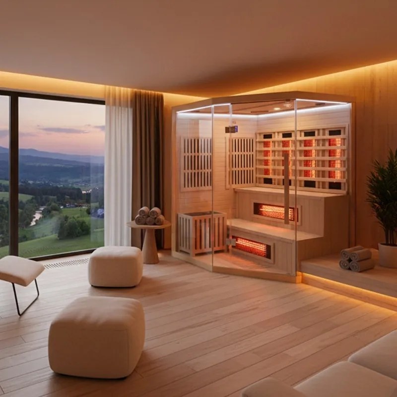 BPS-koupelny Kombinovaná sauna 2v1 - Infrasauna + finská sauna 150x150, 4-5 osob