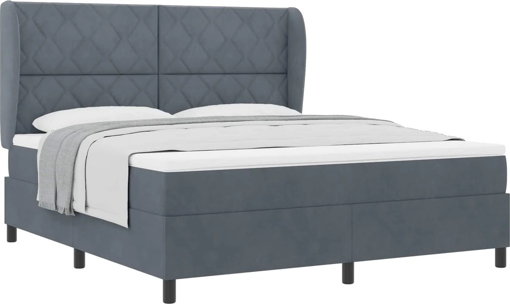 Postel s boxspringem s čelo Tmavě šedá 200 x 180 cm samet 3340995